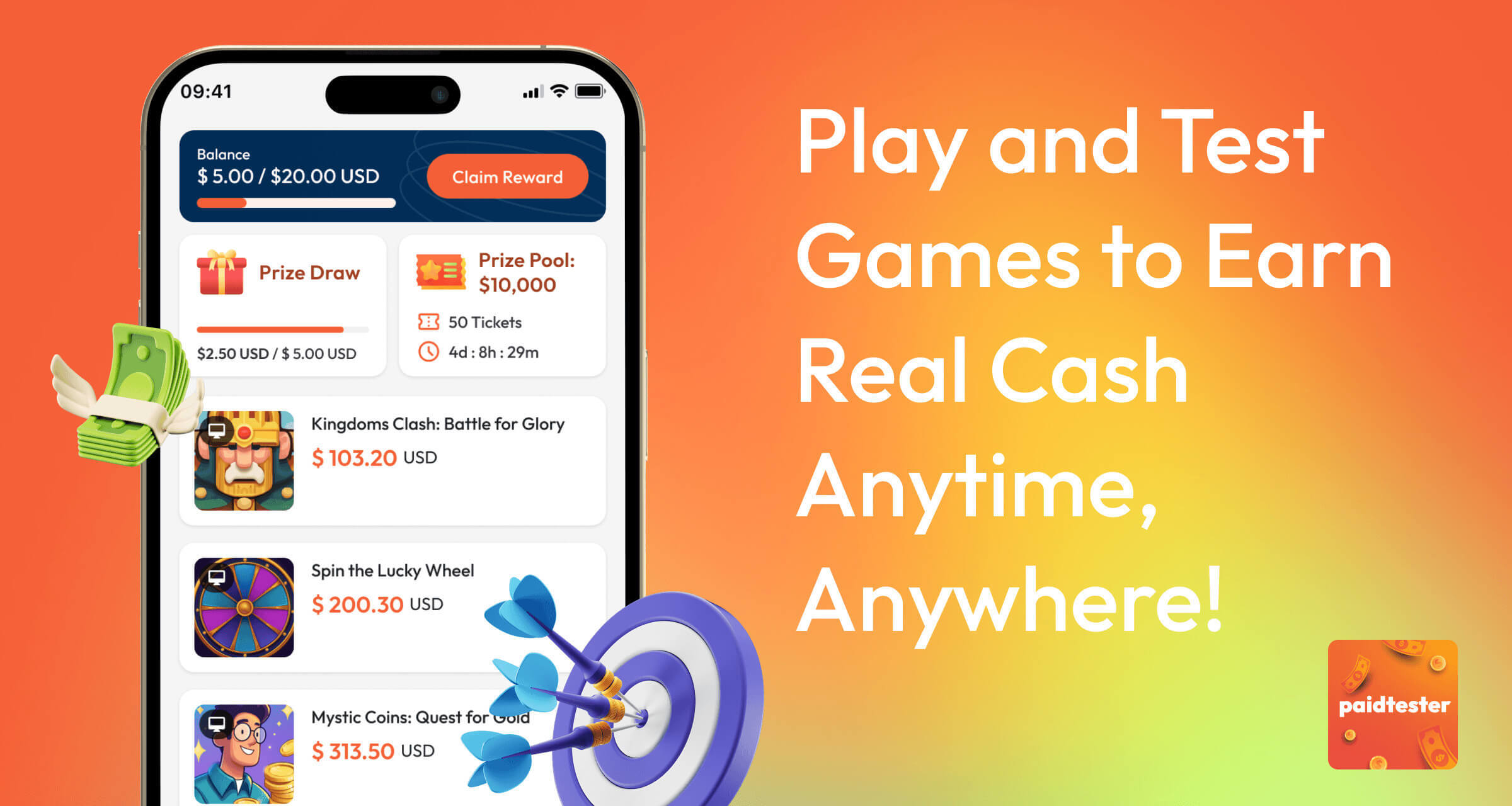 PaidTester: Earn Money Playing Games ｜ Make Money from Home